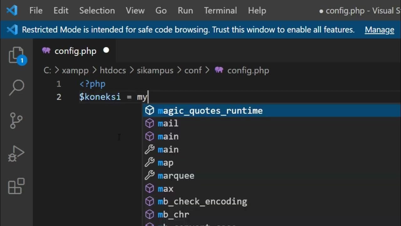 2 Membuat Aplikasi Sederhana Php Mysql Dengan Template Adminlte Koneksi Database Youtube