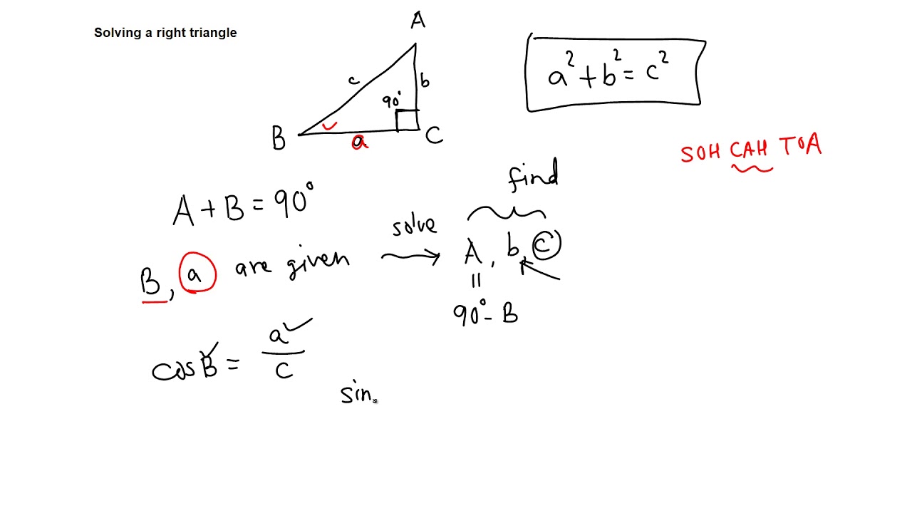 Trigonometry Solving A Right Triangle YouTube