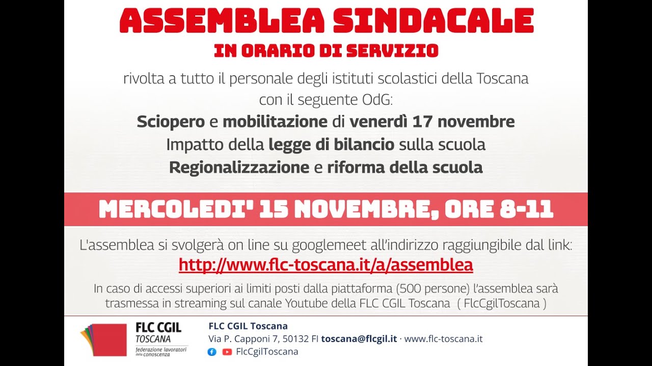Assemblea sindacale regionale 15/11 - YouTube