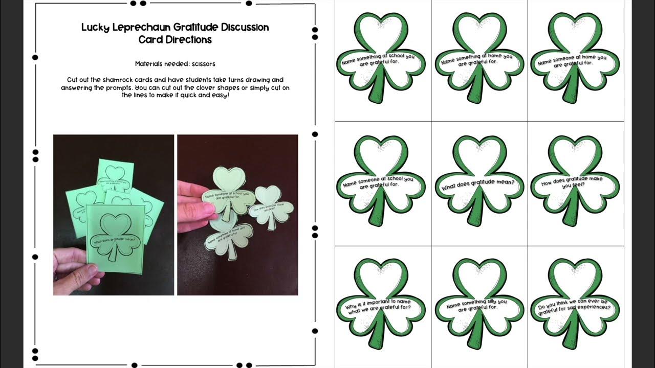 Lucky Leprechauns Gratitude Discussion Cards and Activity Pack - St ...