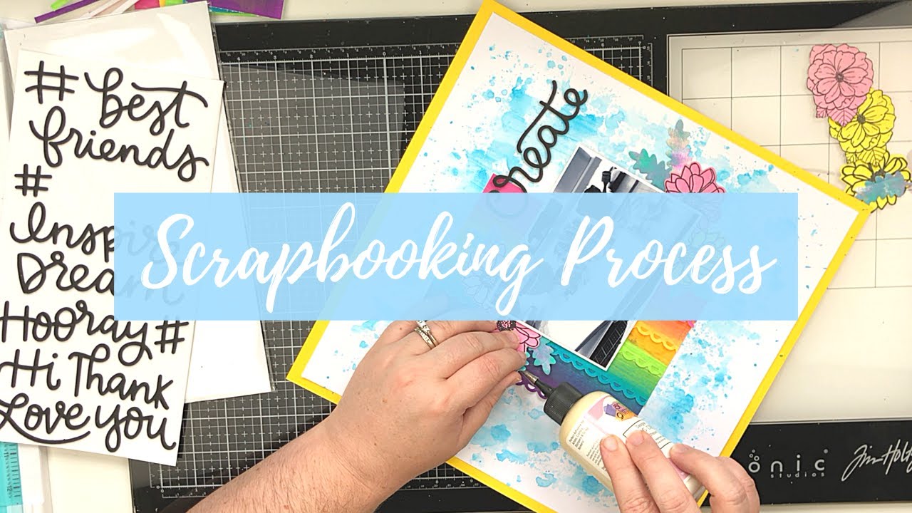Scrapbooking Layout Process Video: Stamps, Mixed Media, Gel Press ...