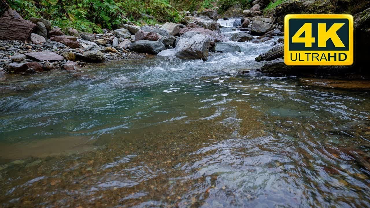 4K Calming Mountain River Flowing Sound (3 HOURS). Relaxing Nature ...