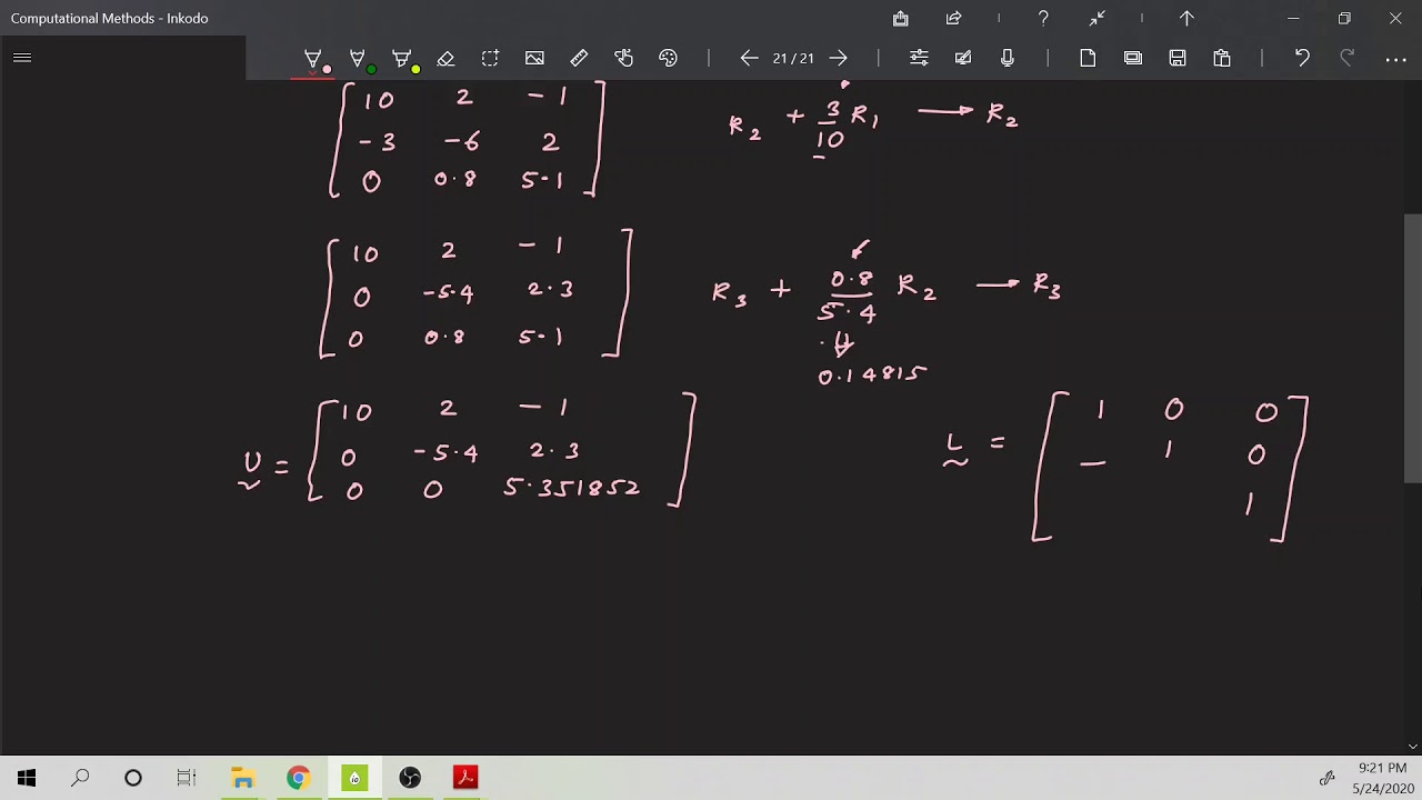 Lecture 6f Lu Decomposition Method To Solve System Of Equations Youtube