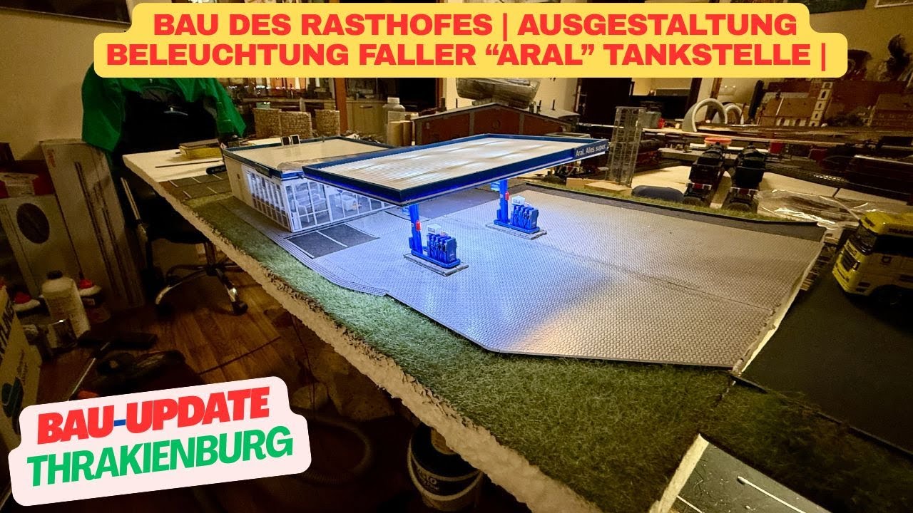 Bau und Gestaltung des Autobahn-Rasthofes | Beleuchtung der Aral ...