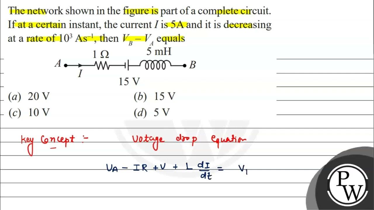 The network shown in the figure is part of a complete circuit. If at a certain instant, the curr ...