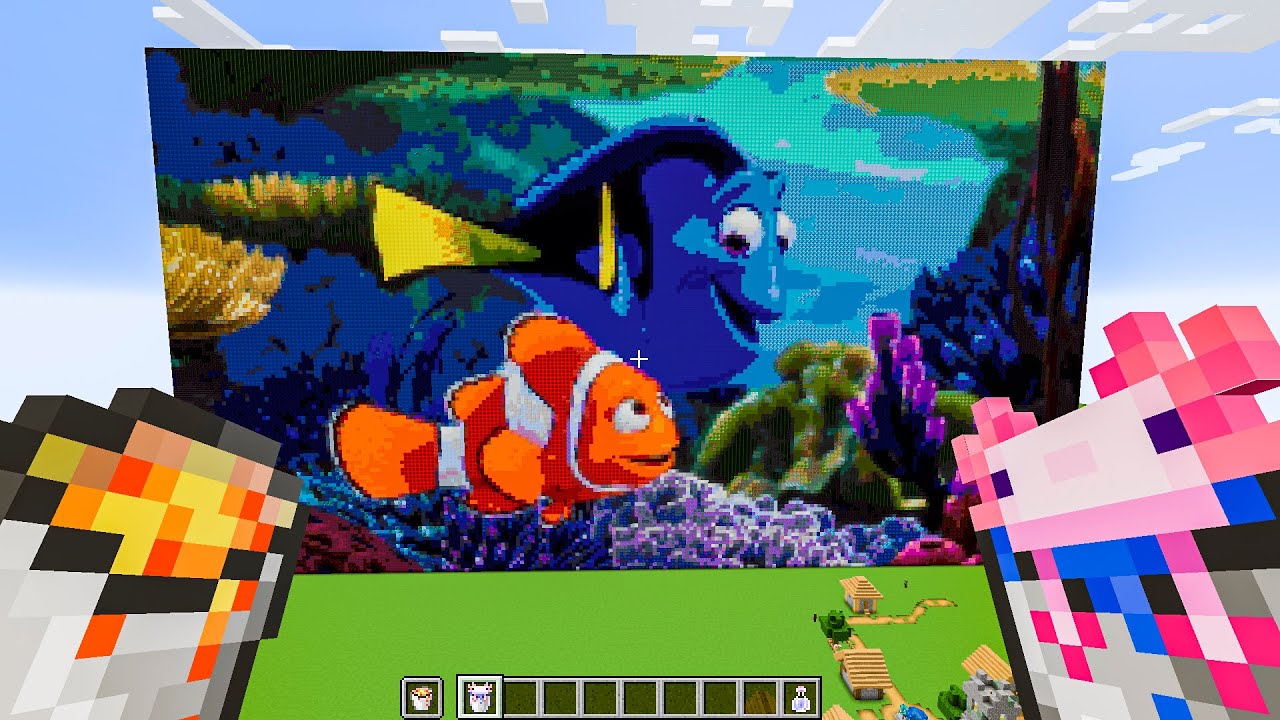 How To Draw in Minecraft ? | Pixel Art | Finding Nemo - YouTube