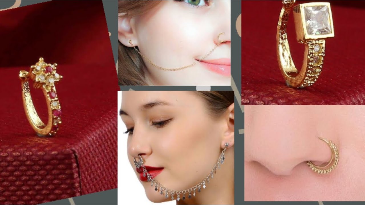 Nose ring designs / Elegant & Stylish Ring Types Nose Pin /Nose studs ...