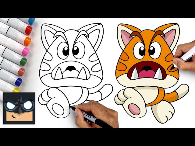 How To Draw GOOMBA CAT | Super Mario - Videos For Kids