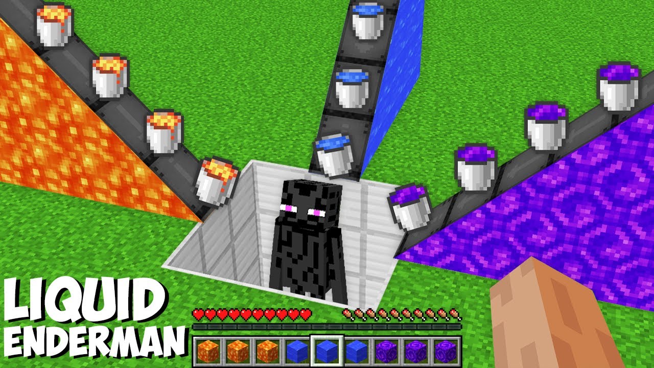 What if YOU MIX ALL LIQUIDS WITH ENDERMAN in Minecraft ? LAVA OR WATER ...