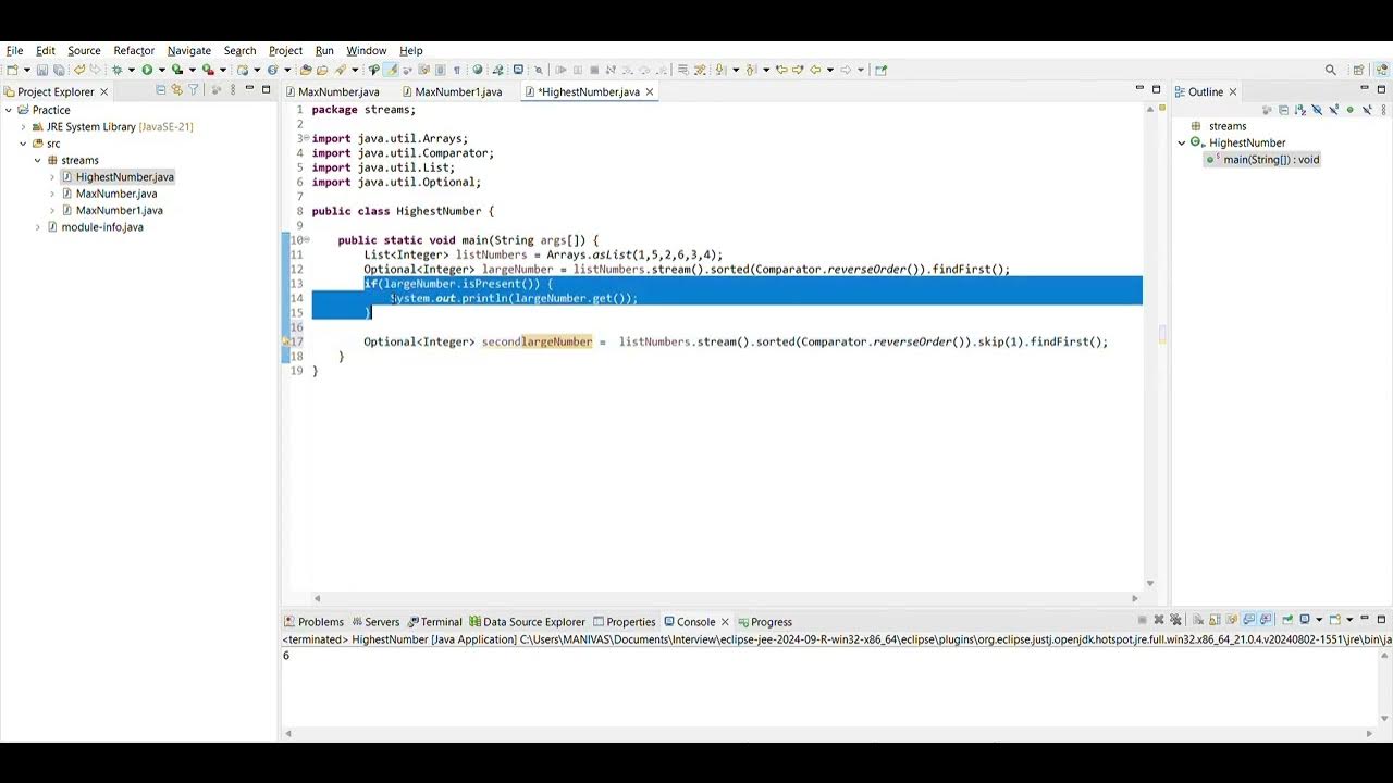 Java 8 program to find the highest & 2nd highest number from the list in Telugu. - YouTube