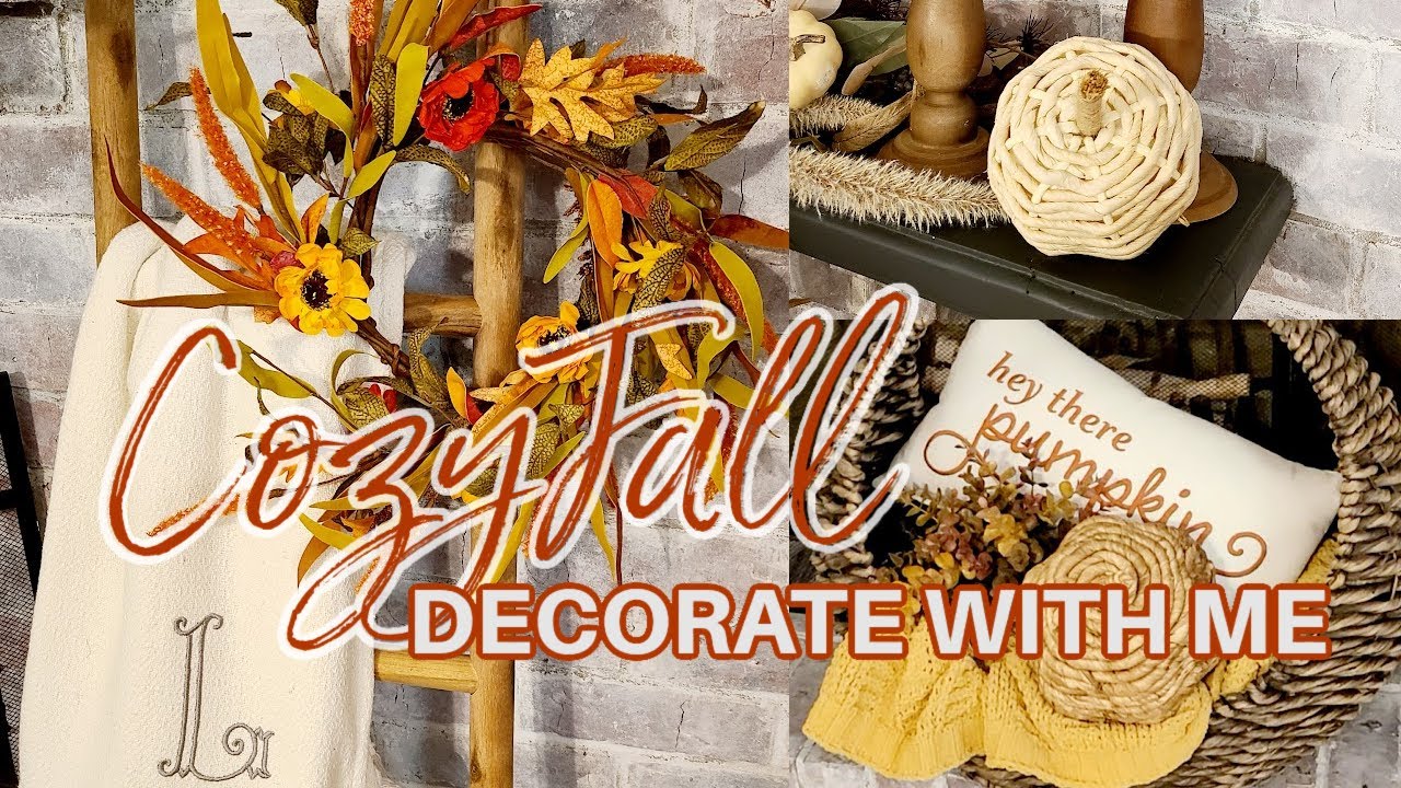 COZY* FALL DECORATE WITH ME 2022 | FARMHOUSE FALL MANTLE | FALL DECOR ...
