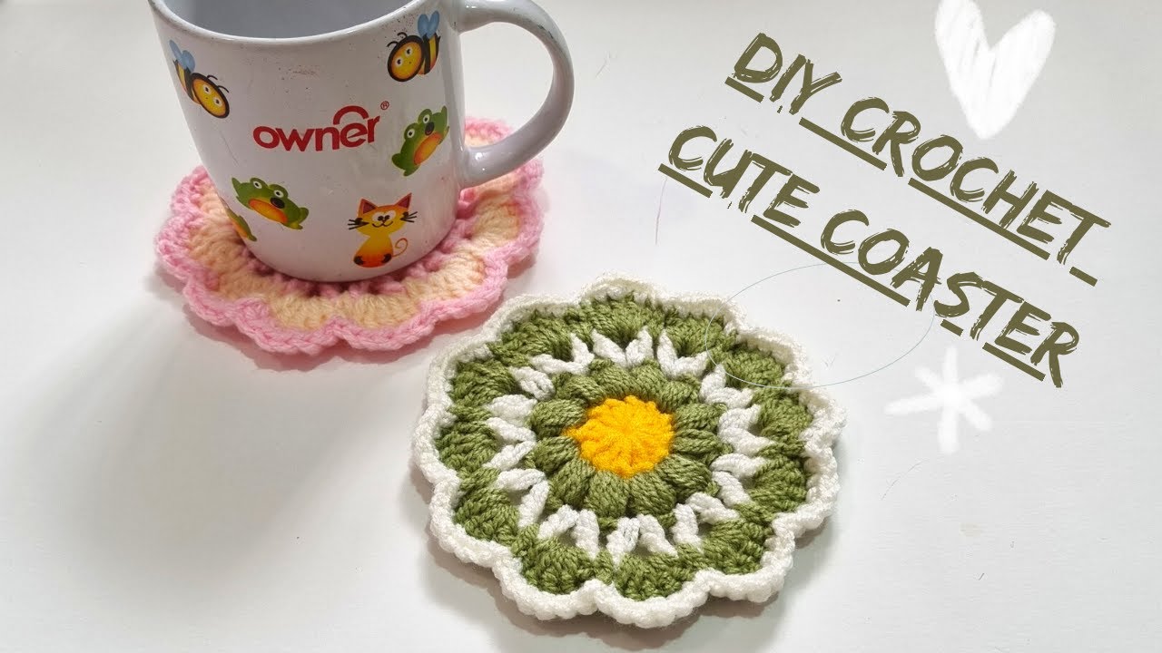 Easy and Cute Daisy Flower Crochet Coaster _ Tutorial crochet for ...