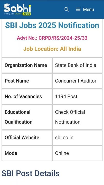 SBI Jobs Notification 2025: Apply Online for 1194 Concurrent Auditor - YouTube