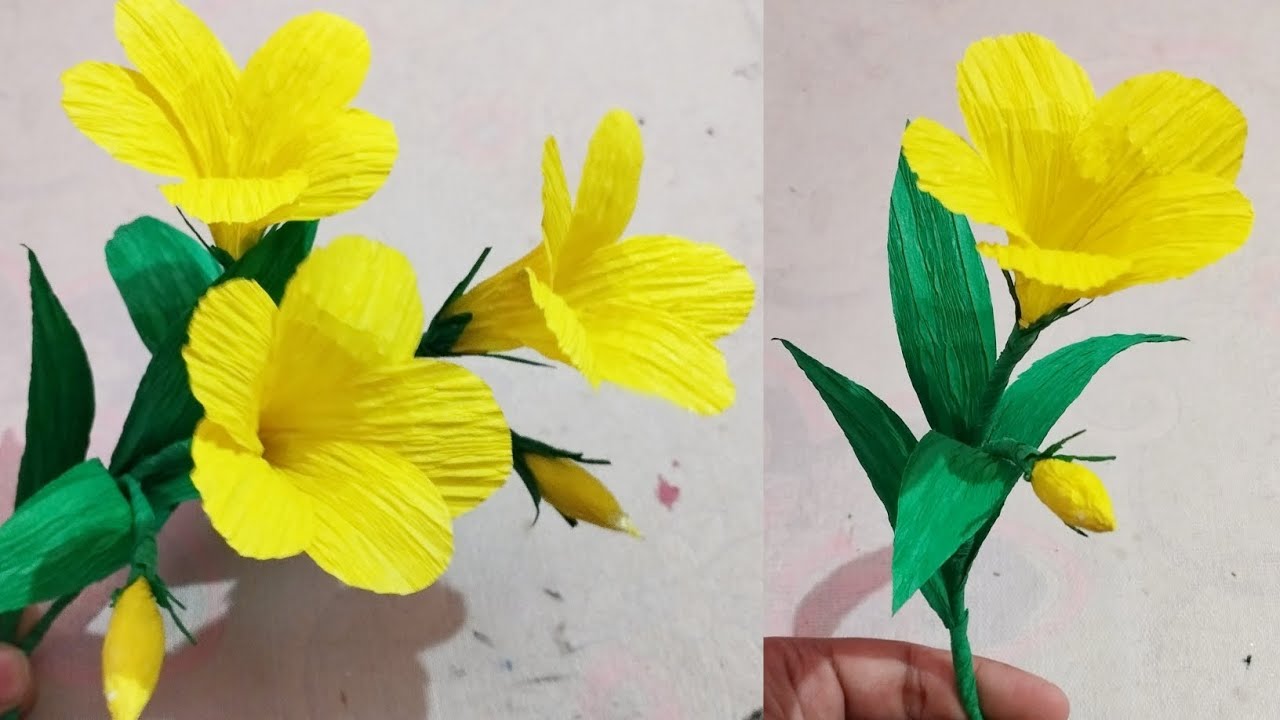 Amazing Paper flower making | Crepe paper flower making | Paper flower ...