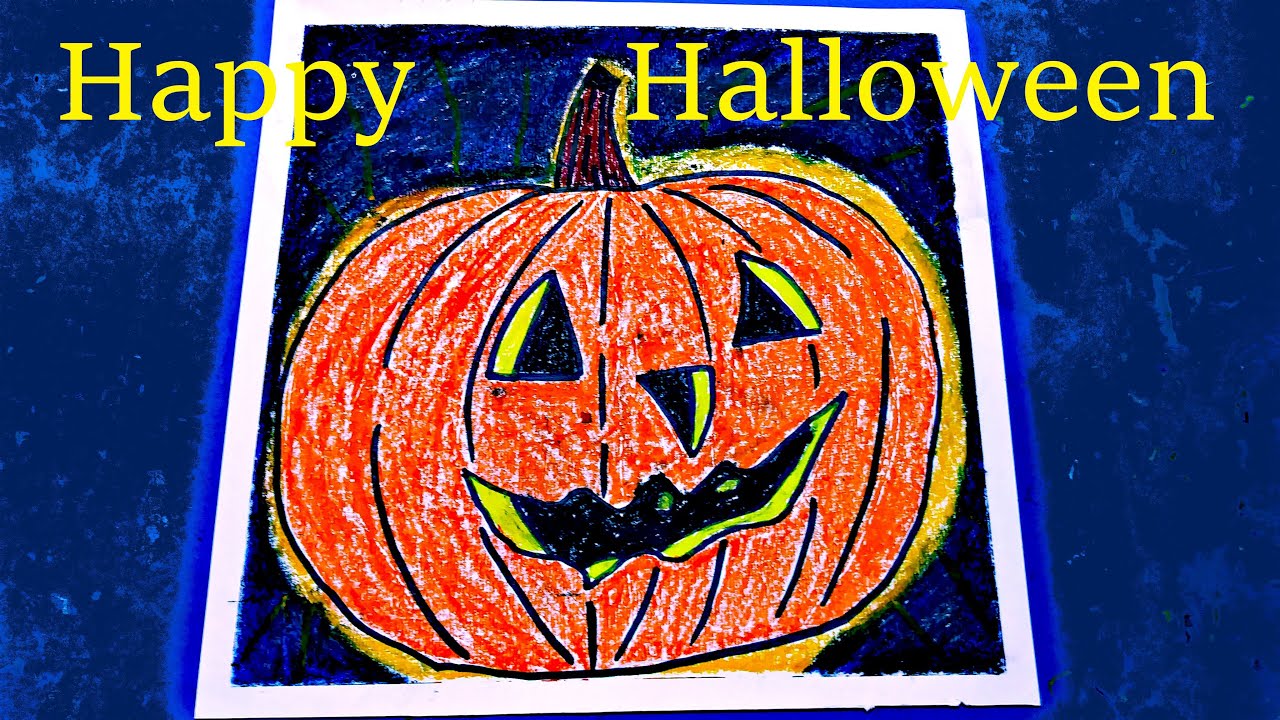 Oil Pastel Drawing | How To Draw Easy Halloween Pumpkin | Trick Or ...