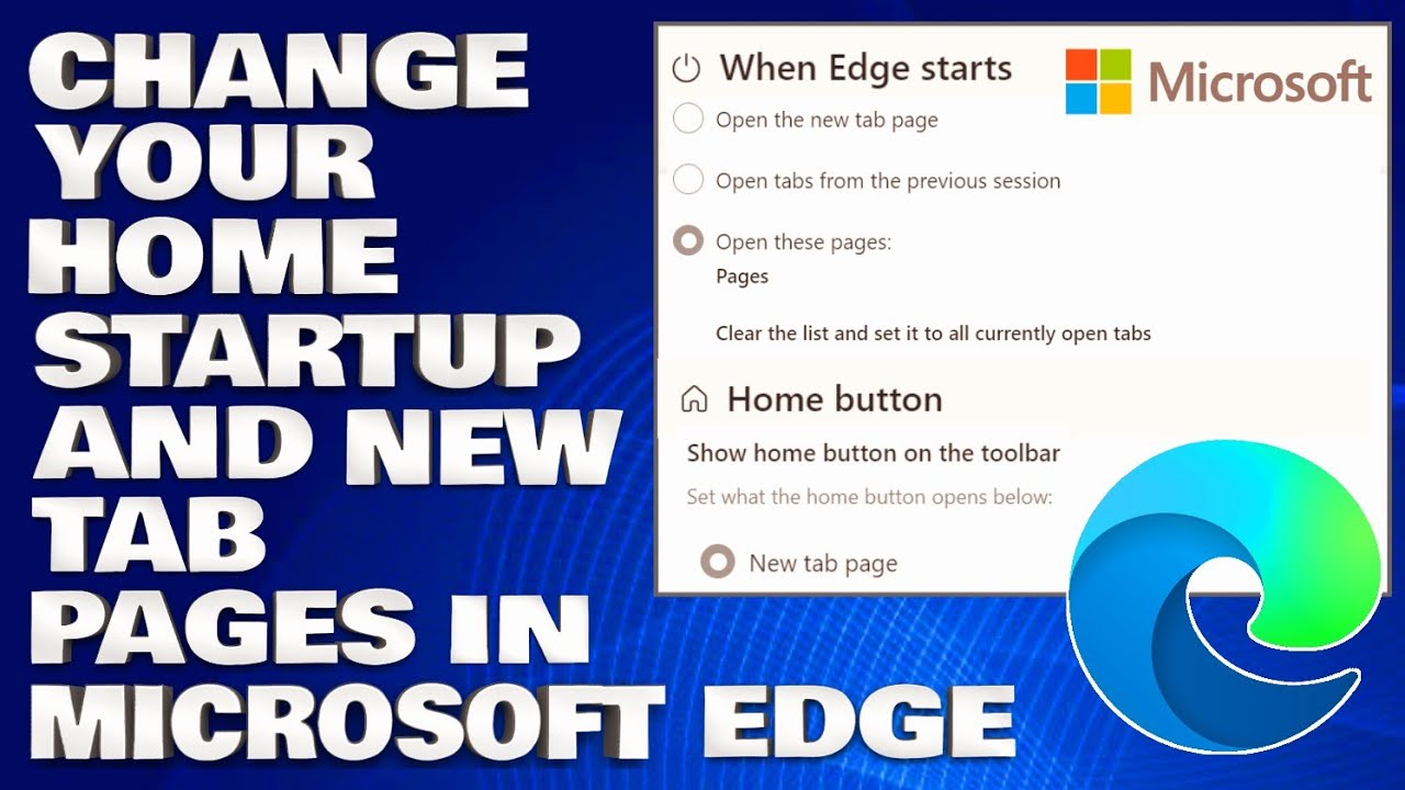 How To Change Your Home, Startup And New Tab Pages in Microsoft Edge [Guide] - YouTube