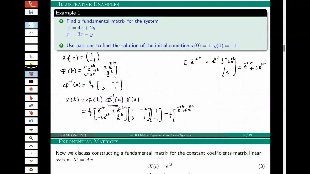 sec 8 1 Matrix Exponentials and Linera system MATH 222 - YouTube
