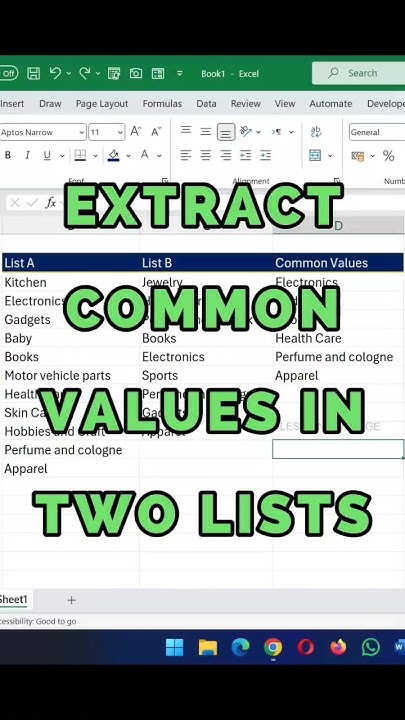 Extracting Common Values in Excel - YouTube