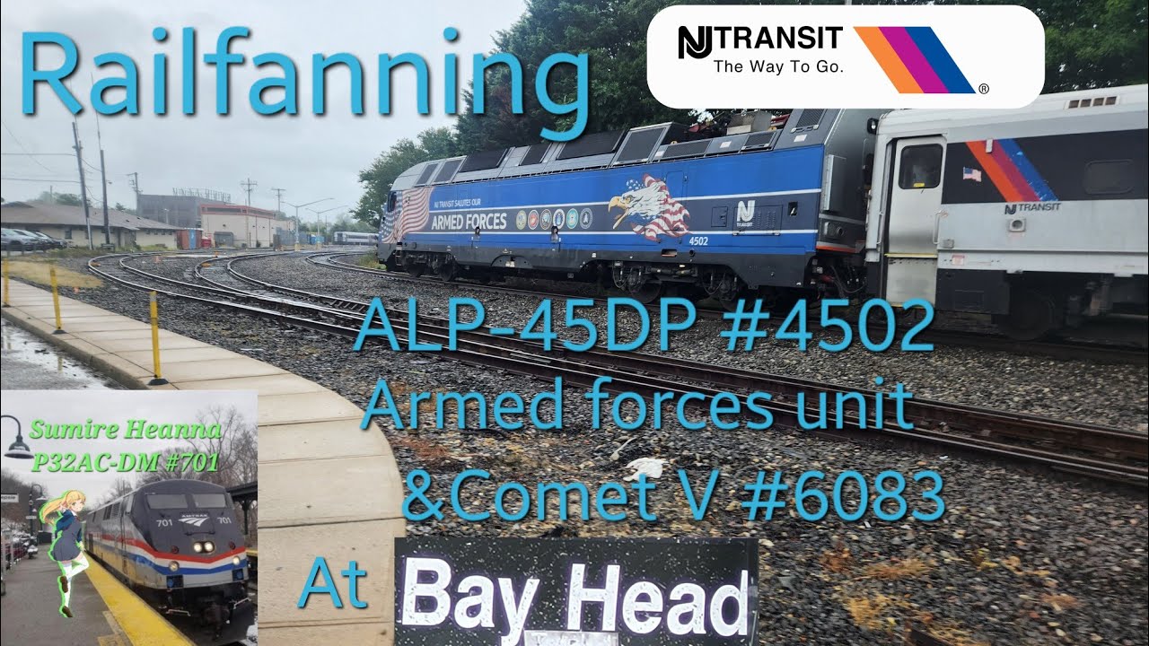 NJT ALP-45DP #4502 Armed Forces Unit & Comet V #6083 at bay head - YouTube