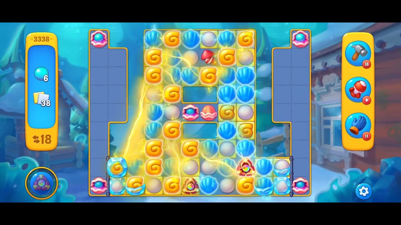 Fishdom Easy Level 3338 (with full seashell [Super Lightning] & timed ...
