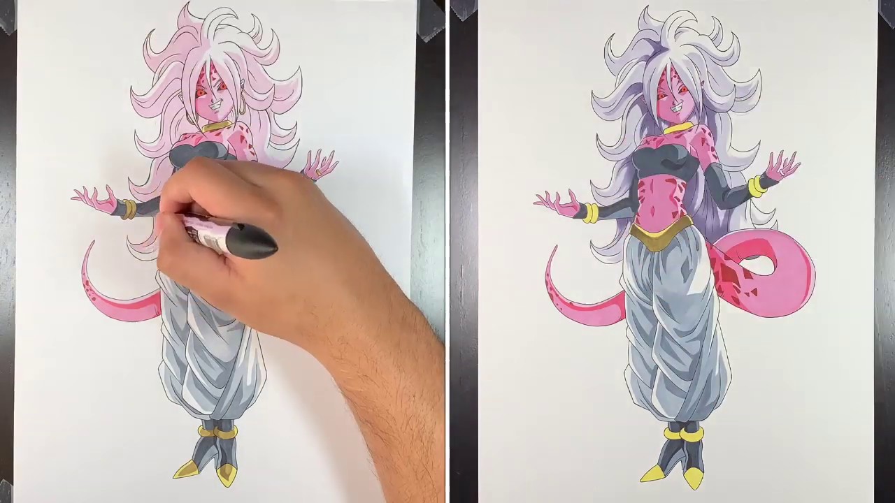 Drawing Android 21 Two Different Ways At The Same Time - YouTube