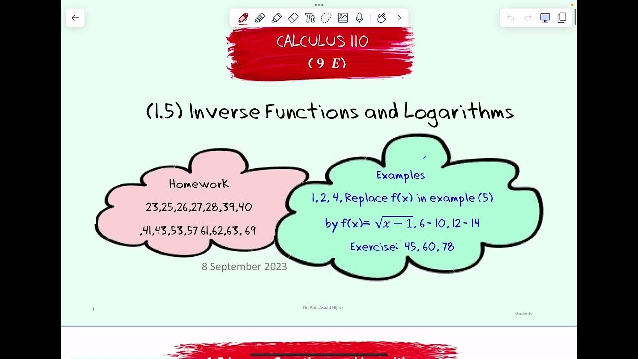 (1.5) Inverse Functions and Logarithms part (1) - YouTube