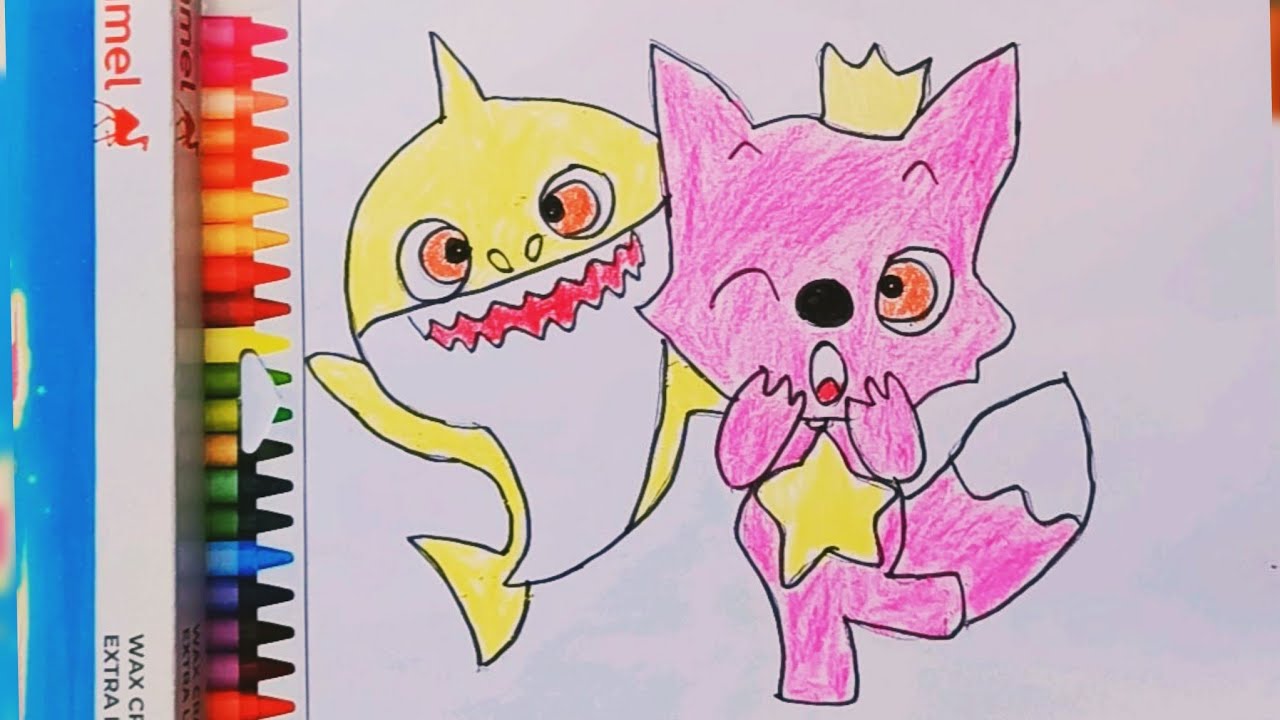 baby shark hogi 🤩/pinkfong/colouring fun and colours names drawing 😻 ...