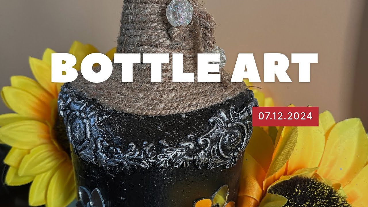 Glass Bottle clay art | Waste Bottle Reuse Idea | Bottle Decoration ...