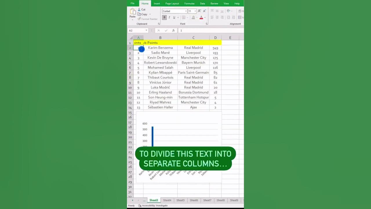 Divide Text Into Column Excel Excelclasses Excelhacksexceltips Youtube