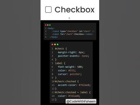 Checkbox using HTML & CSS #html #css #frontend #developer - YouTube