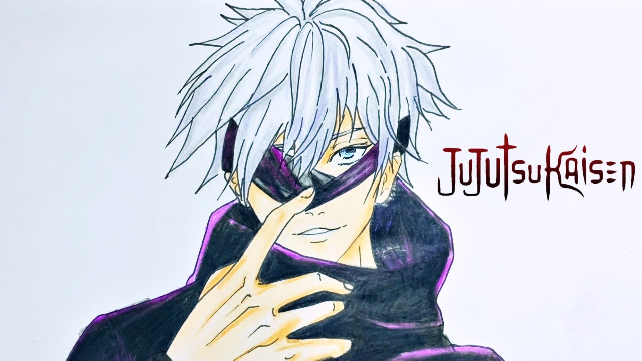 ANIME DRAWING - GOJO SATORU - GOJO SENSEI - JUJUTSU KAISEN - STEP BY ...