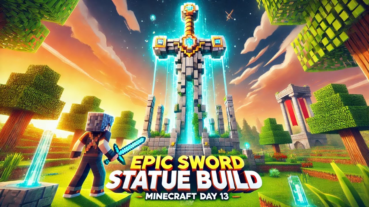 Epic Sword Statue Build: Minecraft Survival Series Day 13 - YouTube