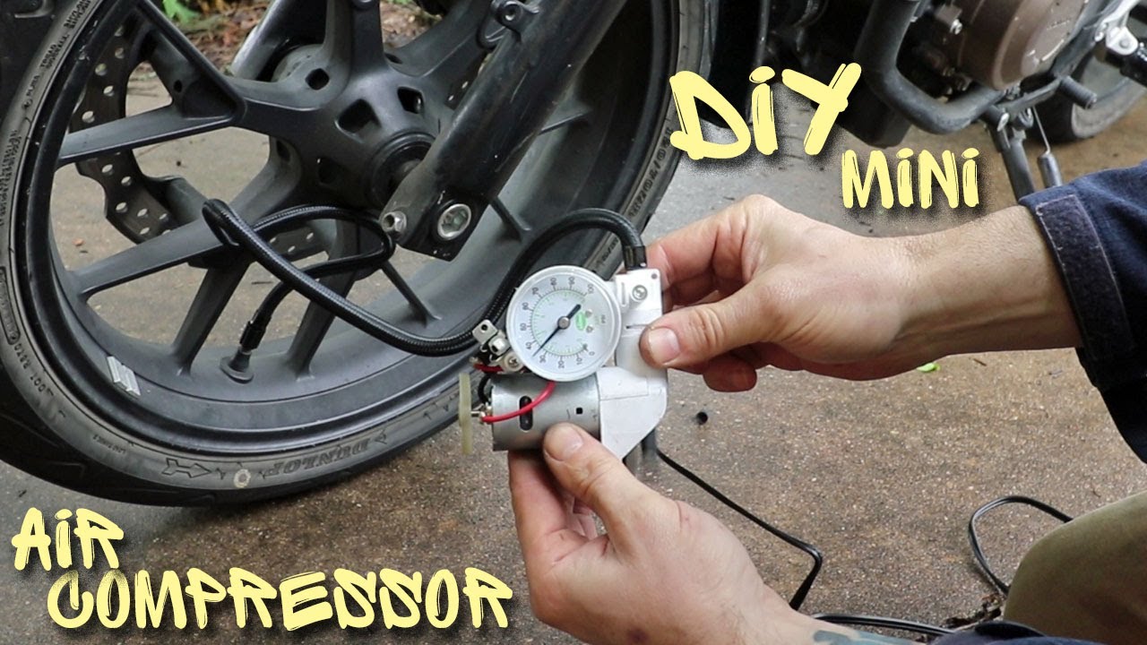 Cheap DIY portable mini Air Compressor for motorcycle adventuring - YouTube