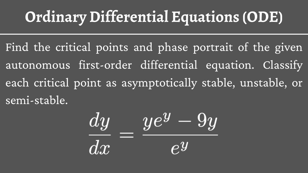  ODE Find The Critical Point And Phase Portrait YouTube