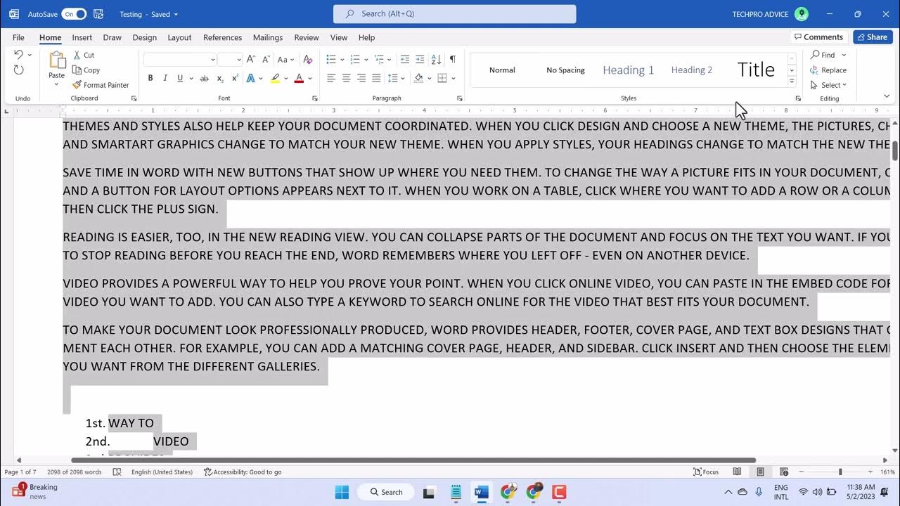 How To Select Words Using Mouse Select Word, Line, Paragraph On ...