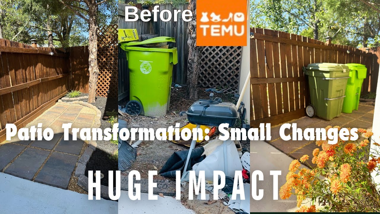 DIY Patio Transformation|Small Changes, HUGE Impact|Trash Bin Landscape ...