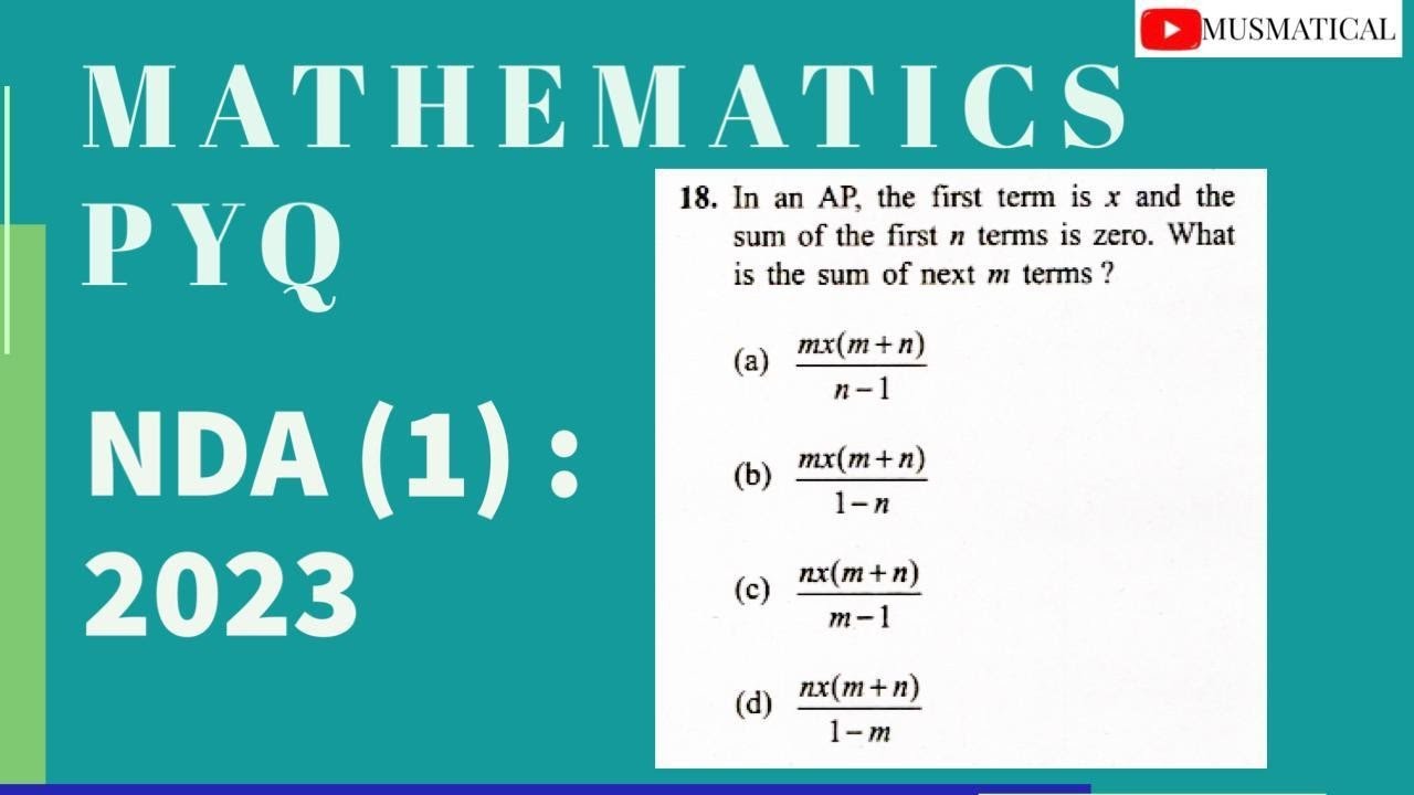 NDA(1) : 2023, MATHEMATICS PYQ - YouTube
