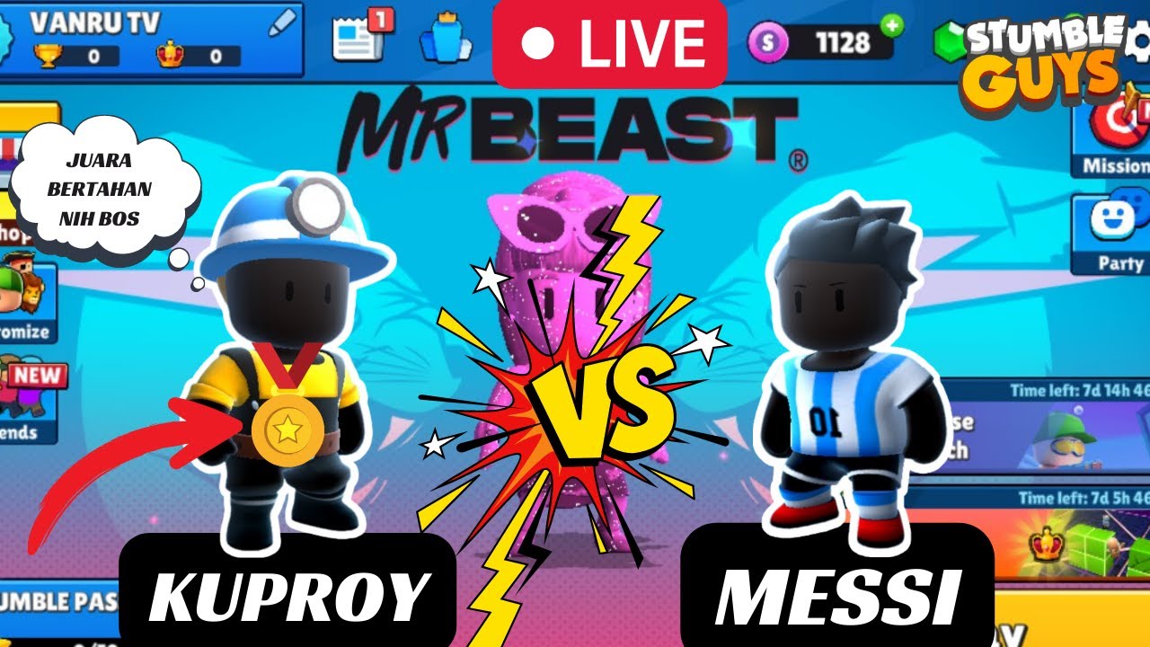 WAR SKIN KUPROY VS MESSI | BLOCKDASH ONLY | Live Stumble Guys - YouTube