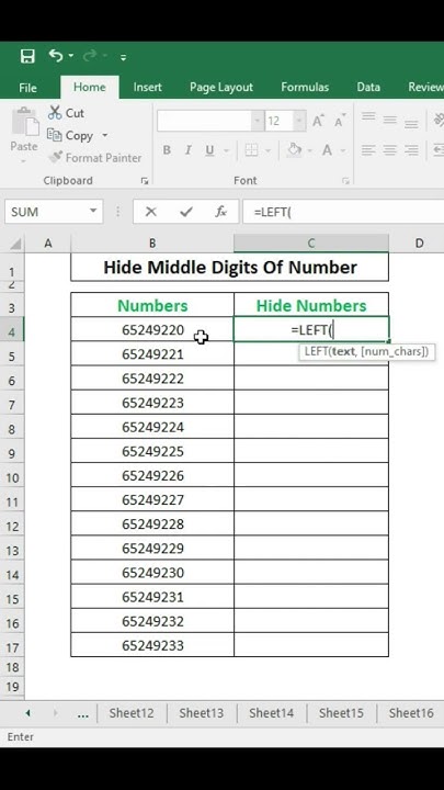 Hide middle digit of number in excel #exceltutorial #excelshorts #excelvideo #exceltips #formula ...
