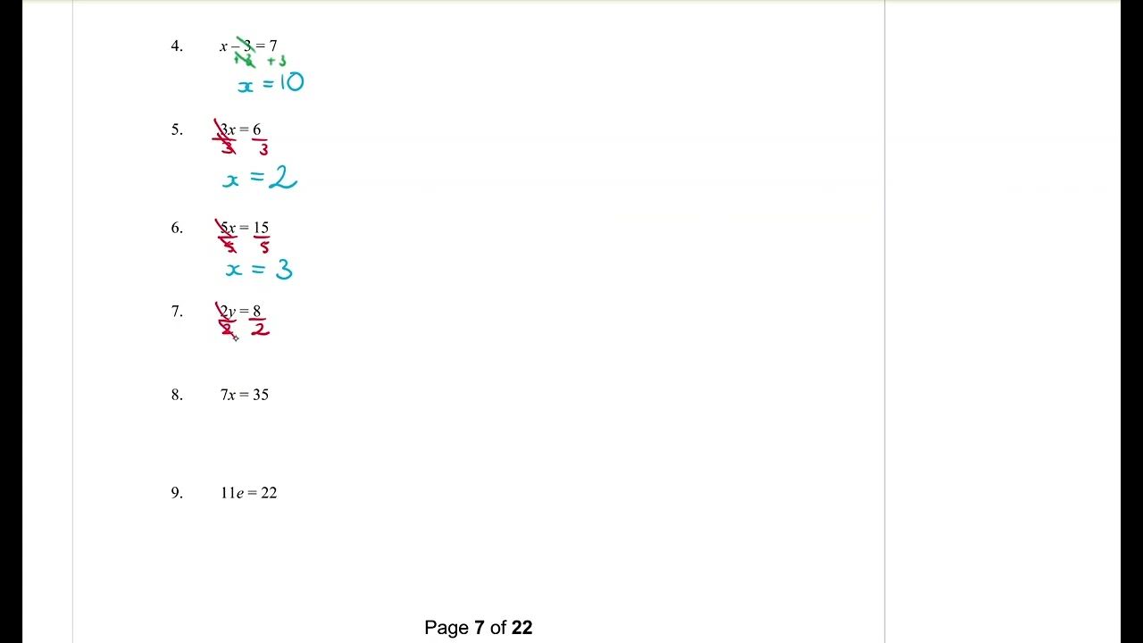 Year 7 Equations 3 - One Step, multiply and divide - YouTube