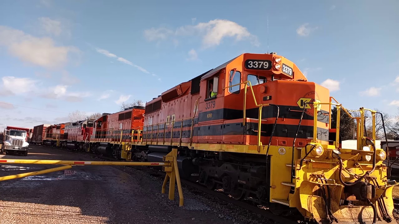 Kiamichi Railroad morning train. SD40-2.SD70-T-GP40-3.3379-3055-4073-3381.KRR. Valliant ...