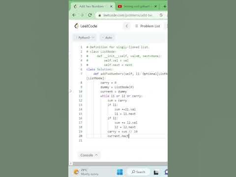 LeetCode problem |Add Two Numbers#python #leetcode #coding #shortvideo #shorts#ytshorts#short# ...