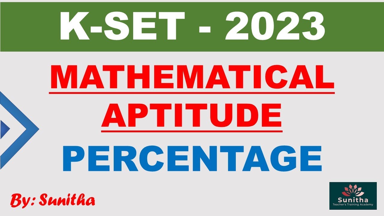 K-SET - 2023 Paper - 1 Mathematical Aptitude - Percentage - YouTube