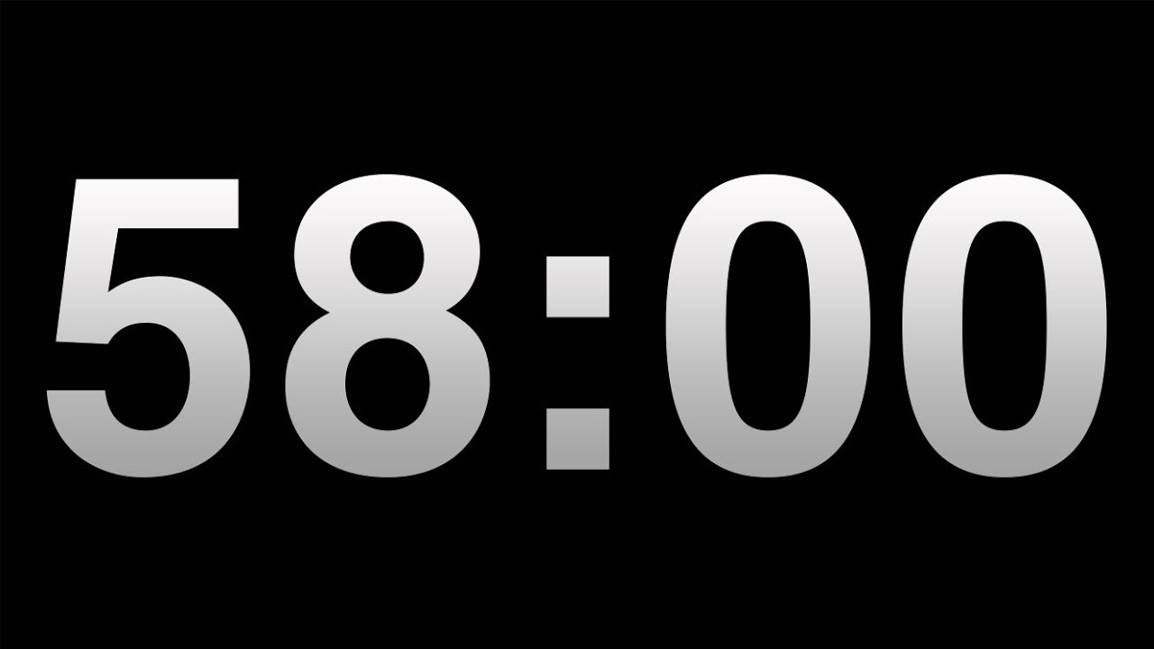 Timer 58 Minutes Timer Video Countdown Black Background YouTube