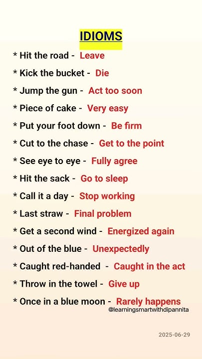 Idioms and their Meanings #idioms #englishgrammar #learnenglish #spokenenglish #shorts # ...