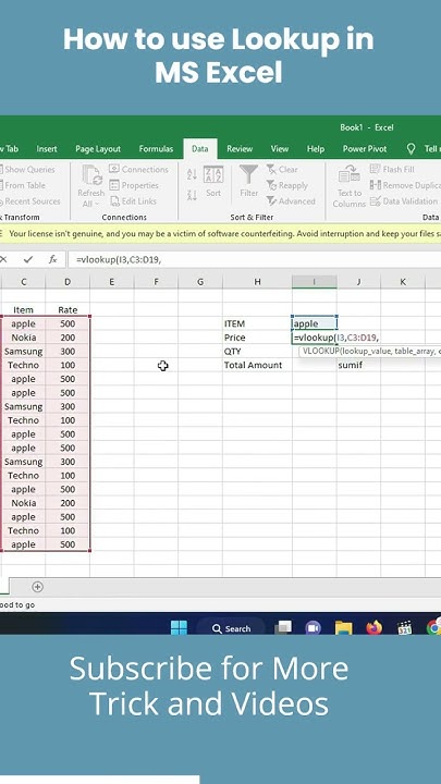 How to use vlookup in ms excel. - YouTube