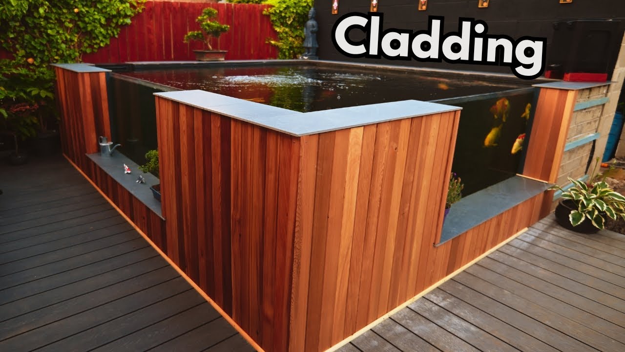 Blocks To Beauty: STUNNING Red Cedar KOI POND Cladding - YouTube