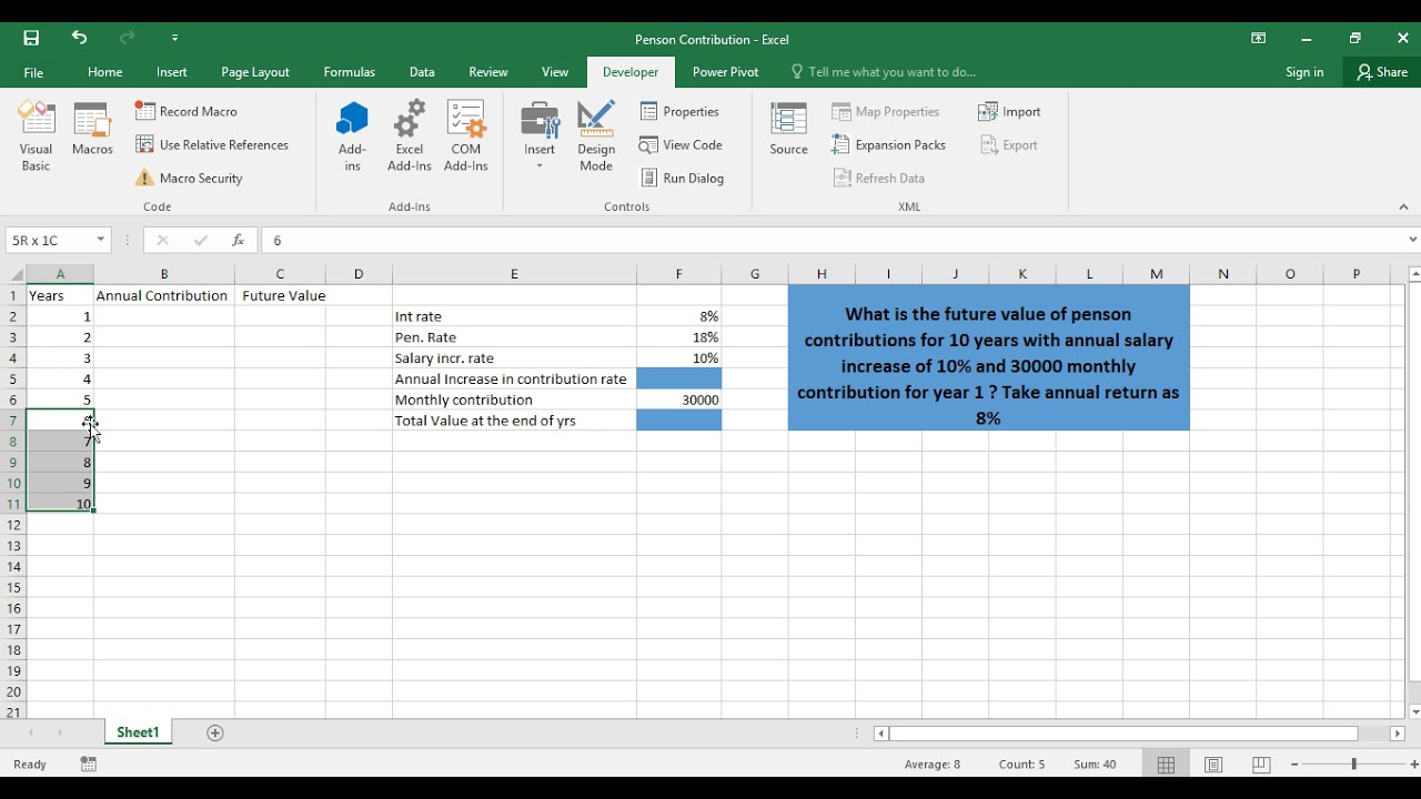 Automate Pension Contributions Future Value Using Excel Macro And Use Automate Pension Contributions Future Value Using Excel Macro And Use