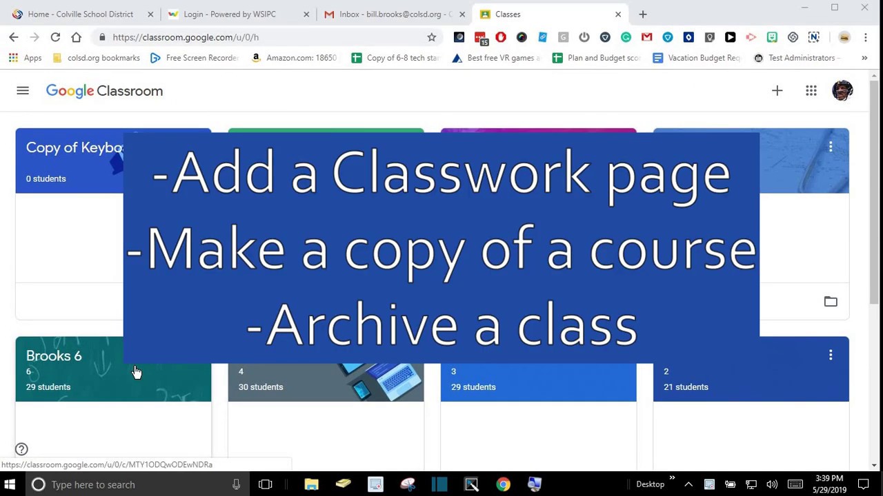 Google Classroom: How to Archive and Copy - YouTube