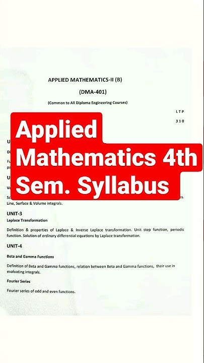 Applied Mathematics 4th Sem.Syllabus | Diploma in Mechanical ...